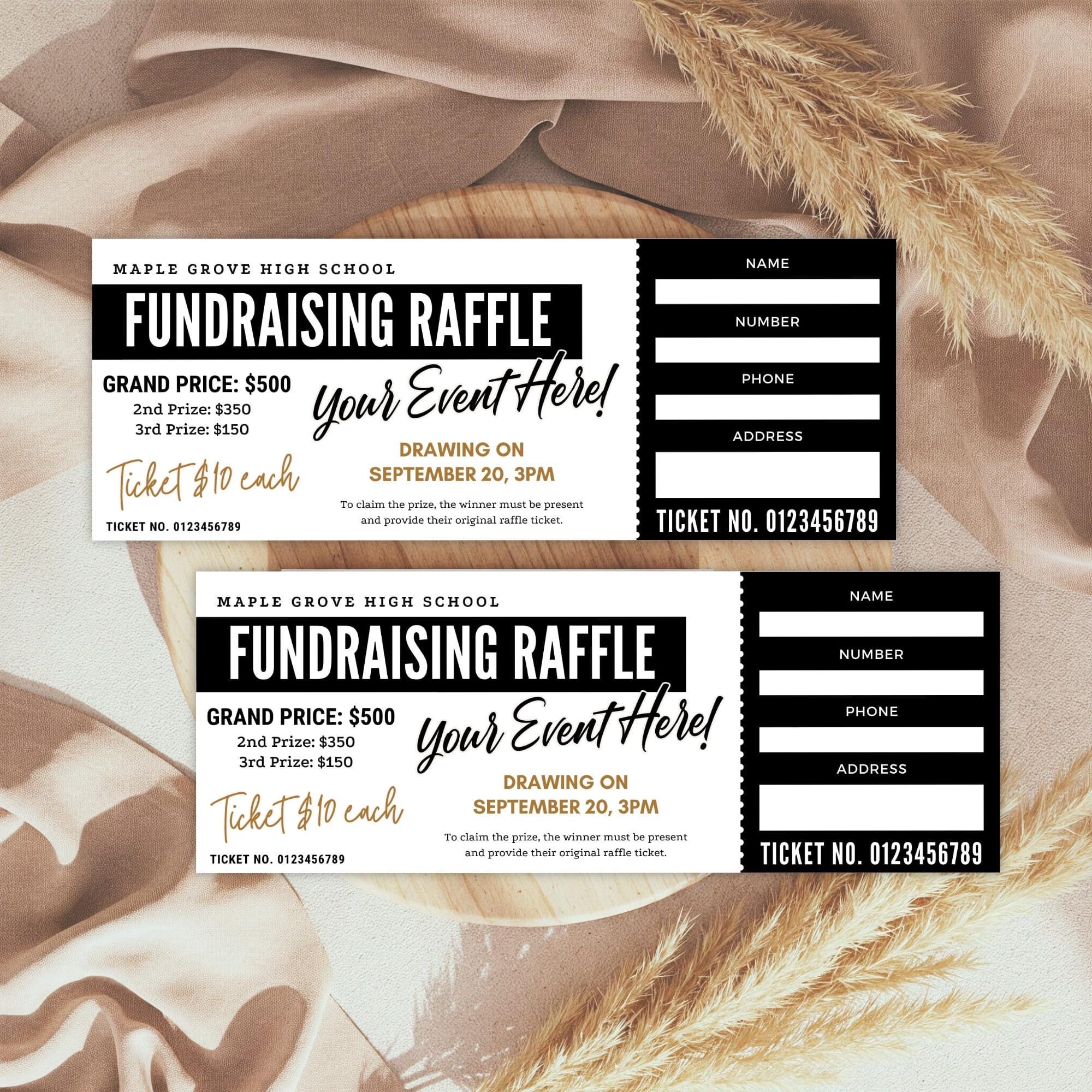 Editable School Raffle Ticket Template | Printable Fundraiser Ticket ...