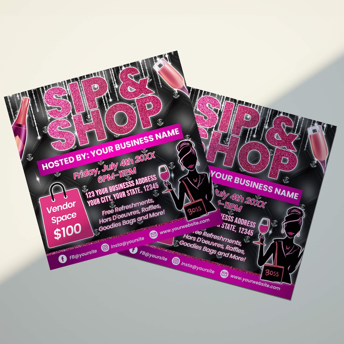 DIY Sip and Shop Flyer, Editable Pop up Shop Flyer, Shopping Event ...