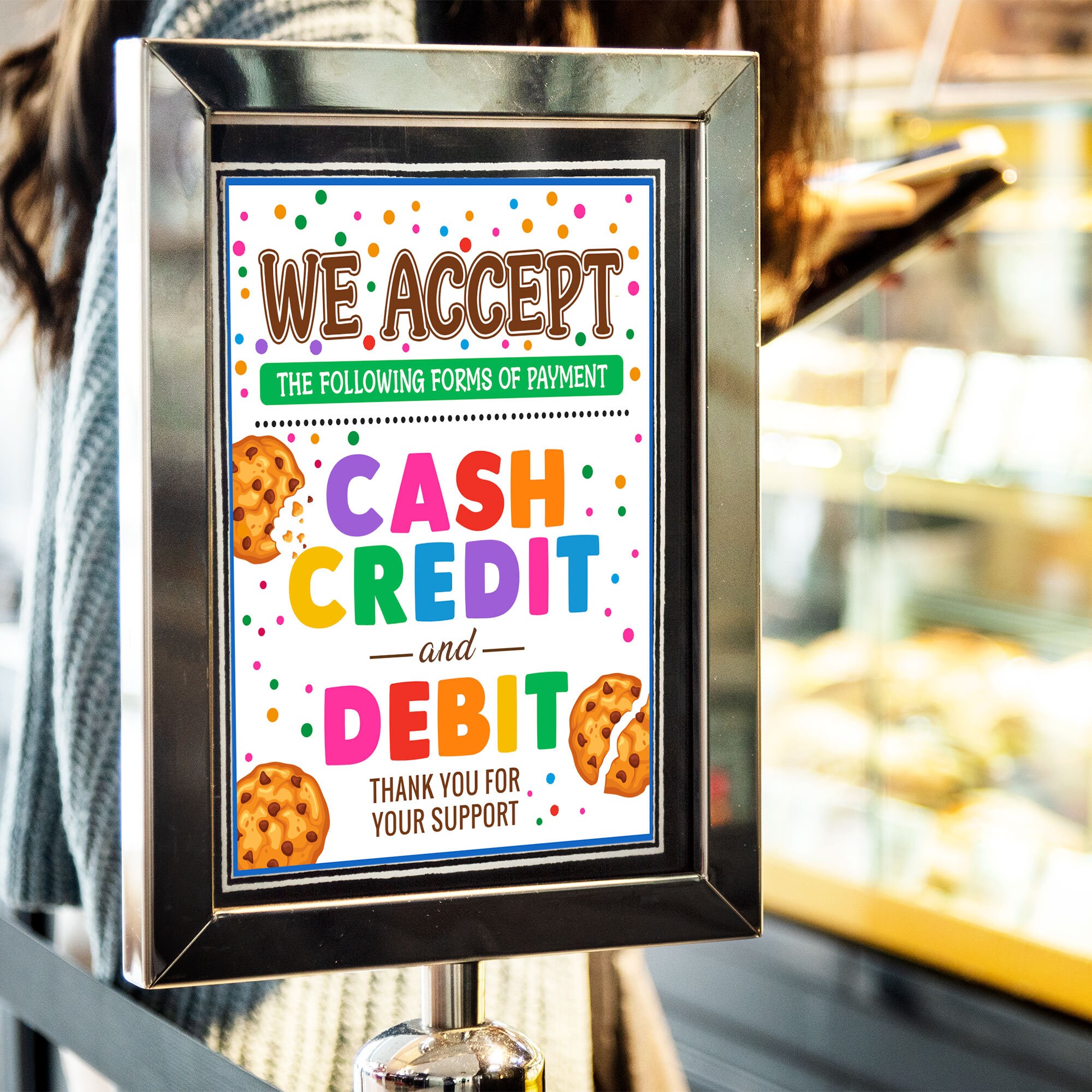 PDF Cookie Booth Sign Poster, We Accept Payments Sign Cash, Credit ...