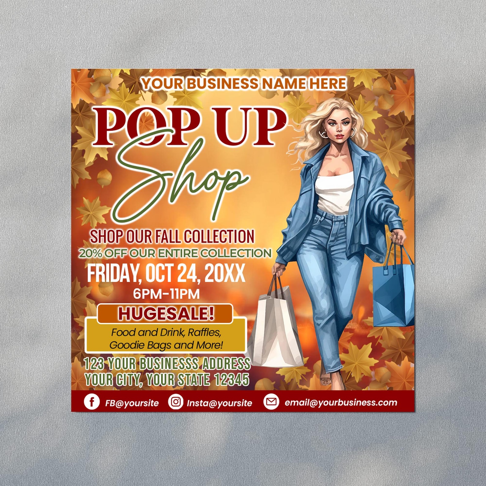 Editable Fall Pop up Shop Flyer - Etsy