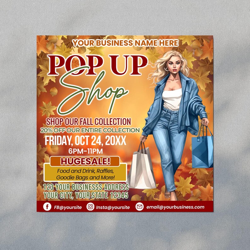 Editable Fall Pop up Shop Flyer - Etsy