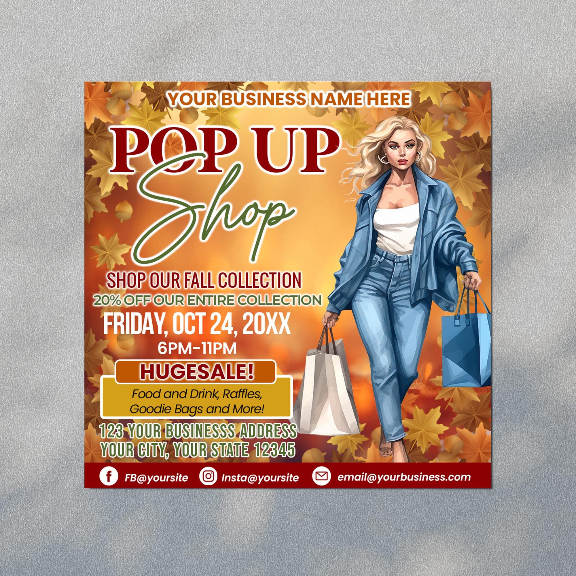 Editable Fall Pop up Shop Flyer - Etsy