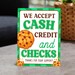 Printable We Accept Payments Sign Cash, Credit Checks, Fundraising ...