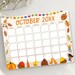 Editable Autumn Harvest October Calendar | Fall Themed Month of October ...