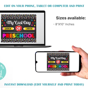 Editable Last Day of Preschool Sign, Printable End of School Year ...