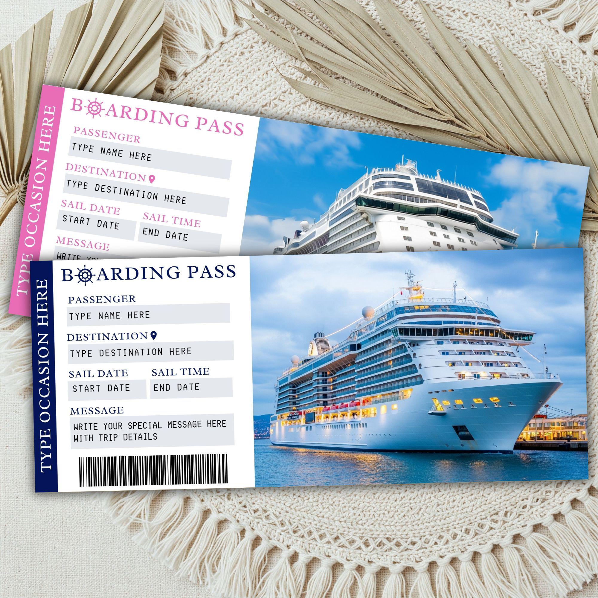 Editable Surprise Cruise Ticket Voucher | Printable Cruise Trip Ticket ...