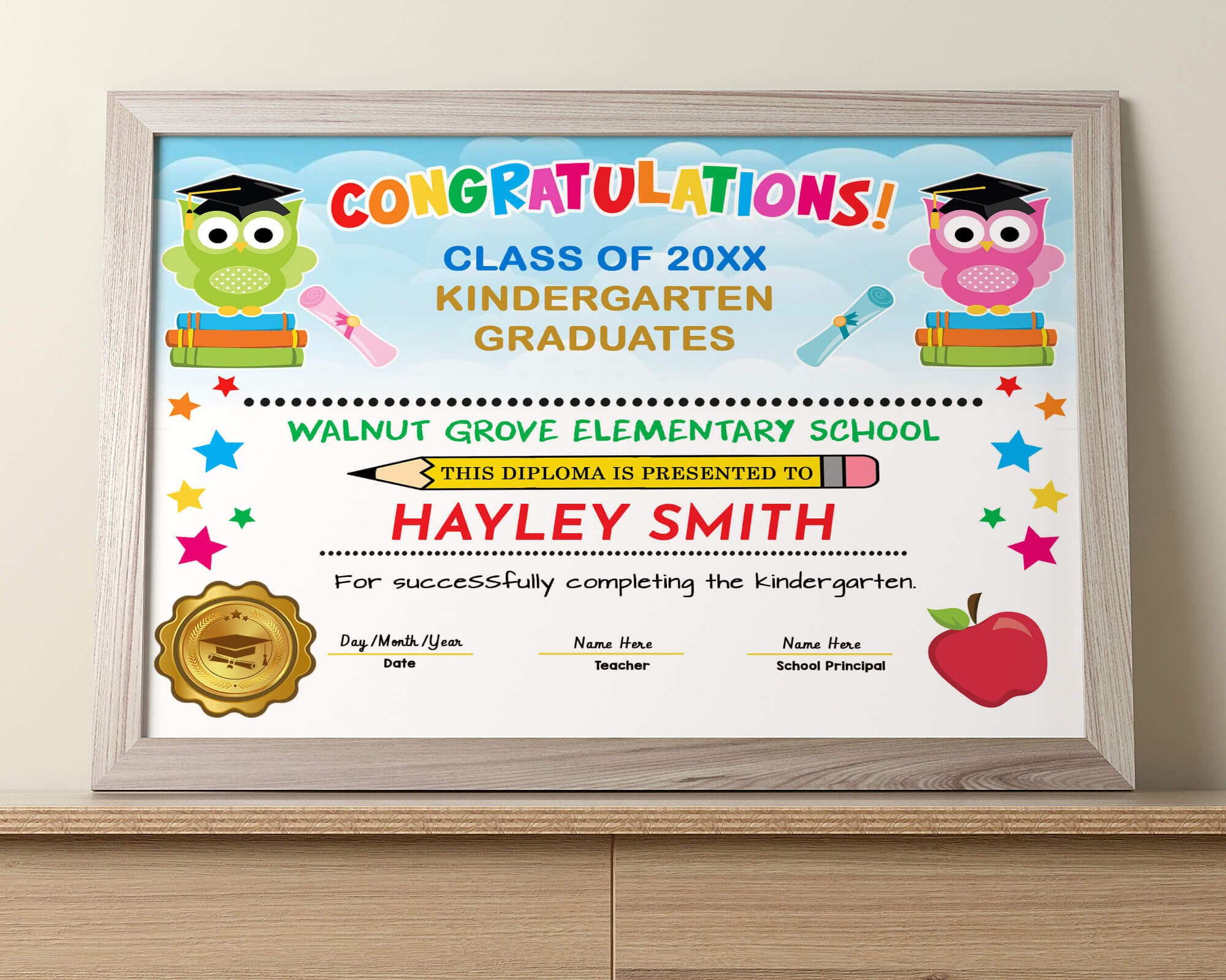 Kindergarten Graduation Diploma, Editable Preschool, Daycare, Prek, Any ...
