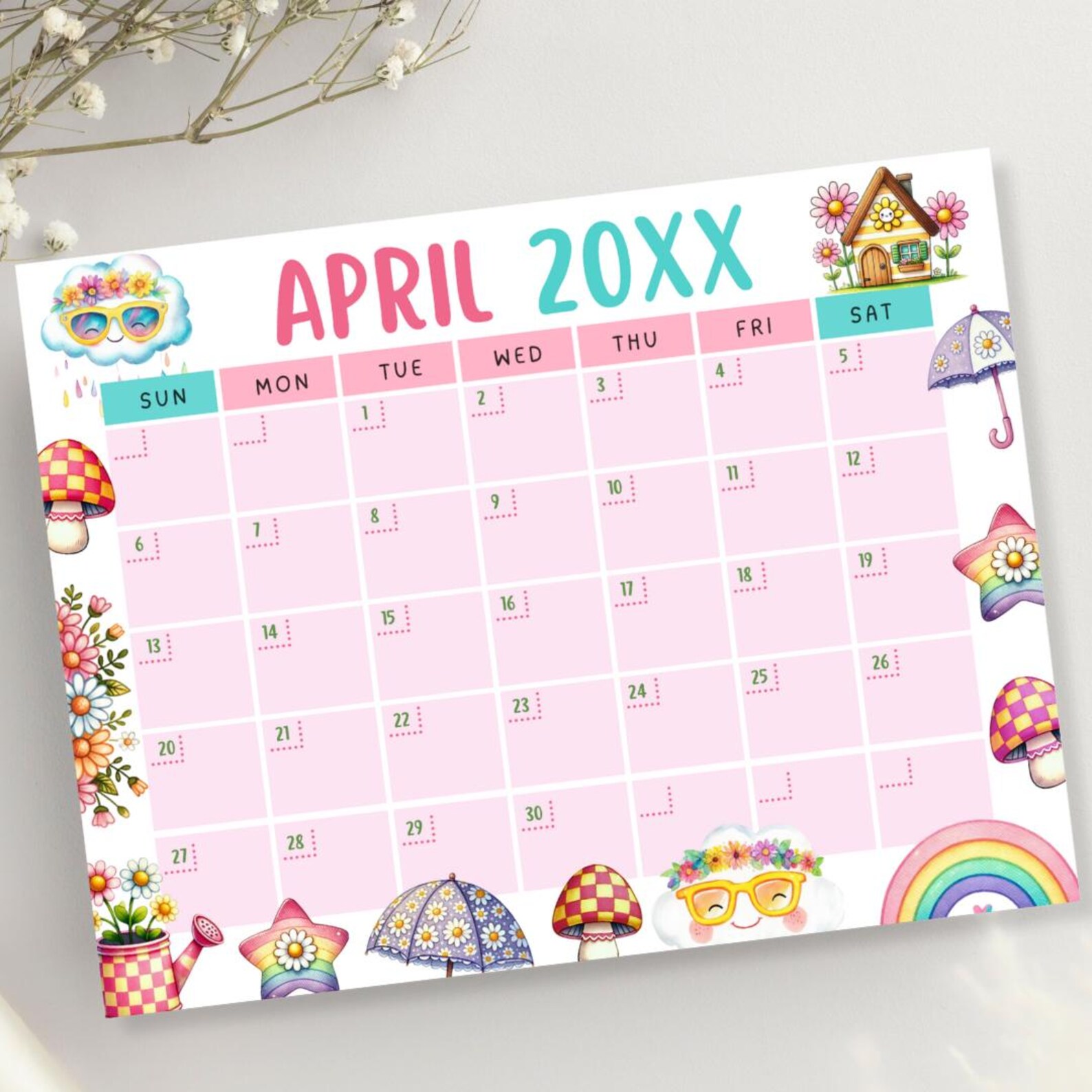 EDITABLE Colorful April Calendar Printable 2025 | April 2025 Spring ...