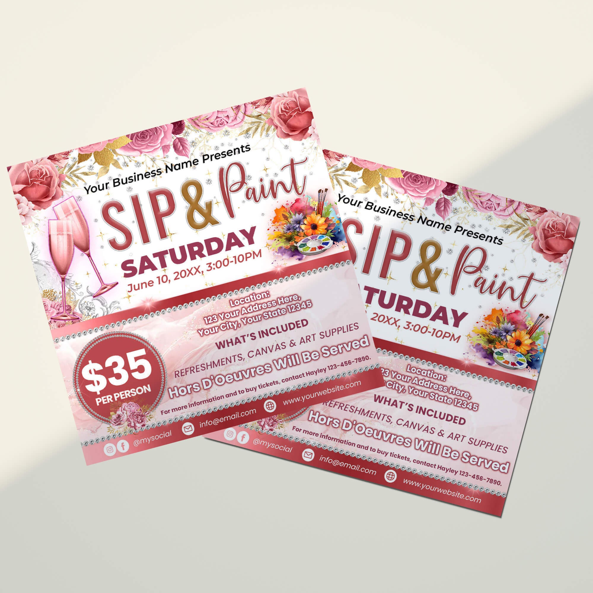 DIY Sip and Paint Flyer Template, Editable Paint and Sip Flyer, Event Flyer, Painting Party ...