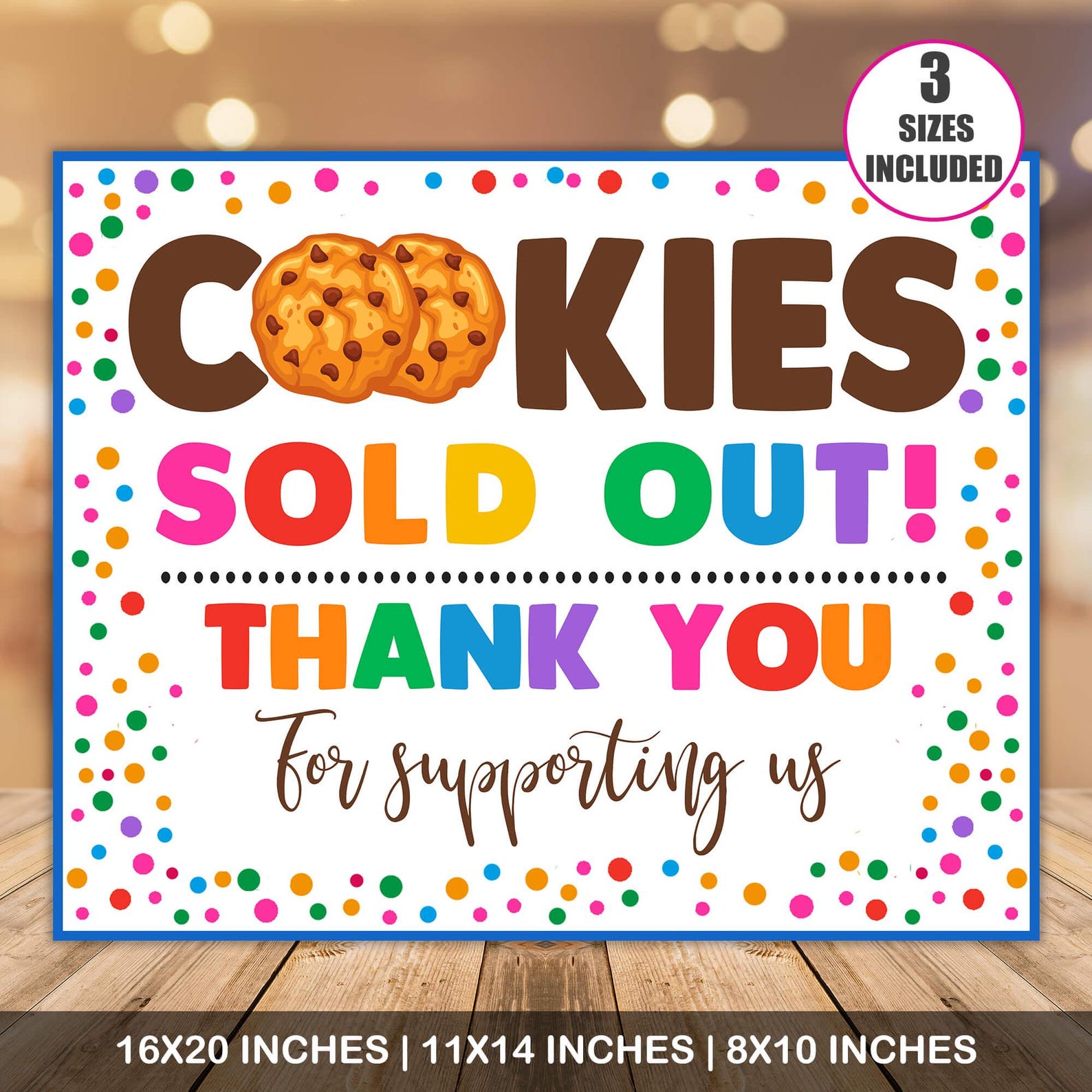 Printable Cookies Sold Out Sign, Cookie Booth Sign, Cookie Sale ...