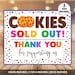 Printable Cookies Sold Out Sign, Cookie Booth Sign, Cookie Sale ...