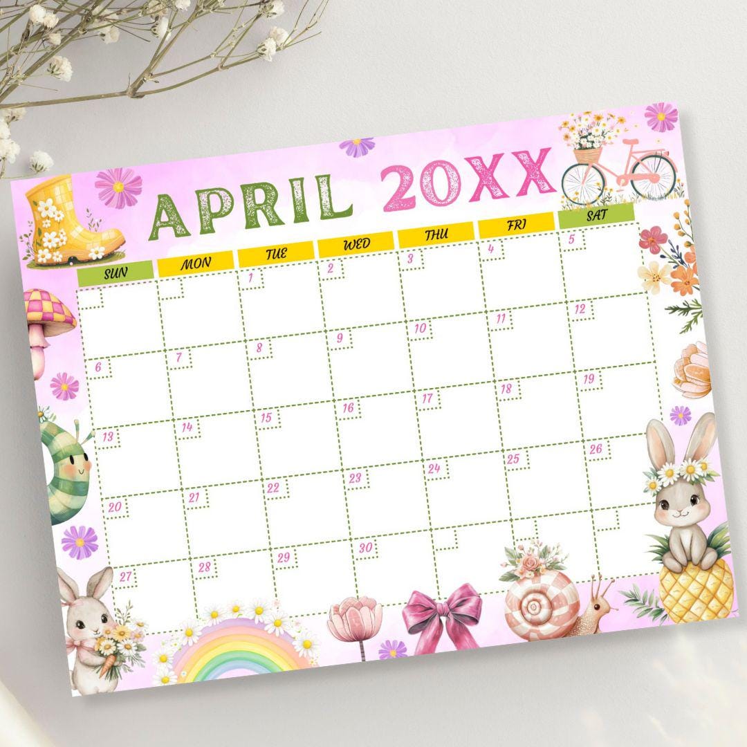 EDITABLE April 2025 Calendar, Spring April 2025 Calendar Printable ...