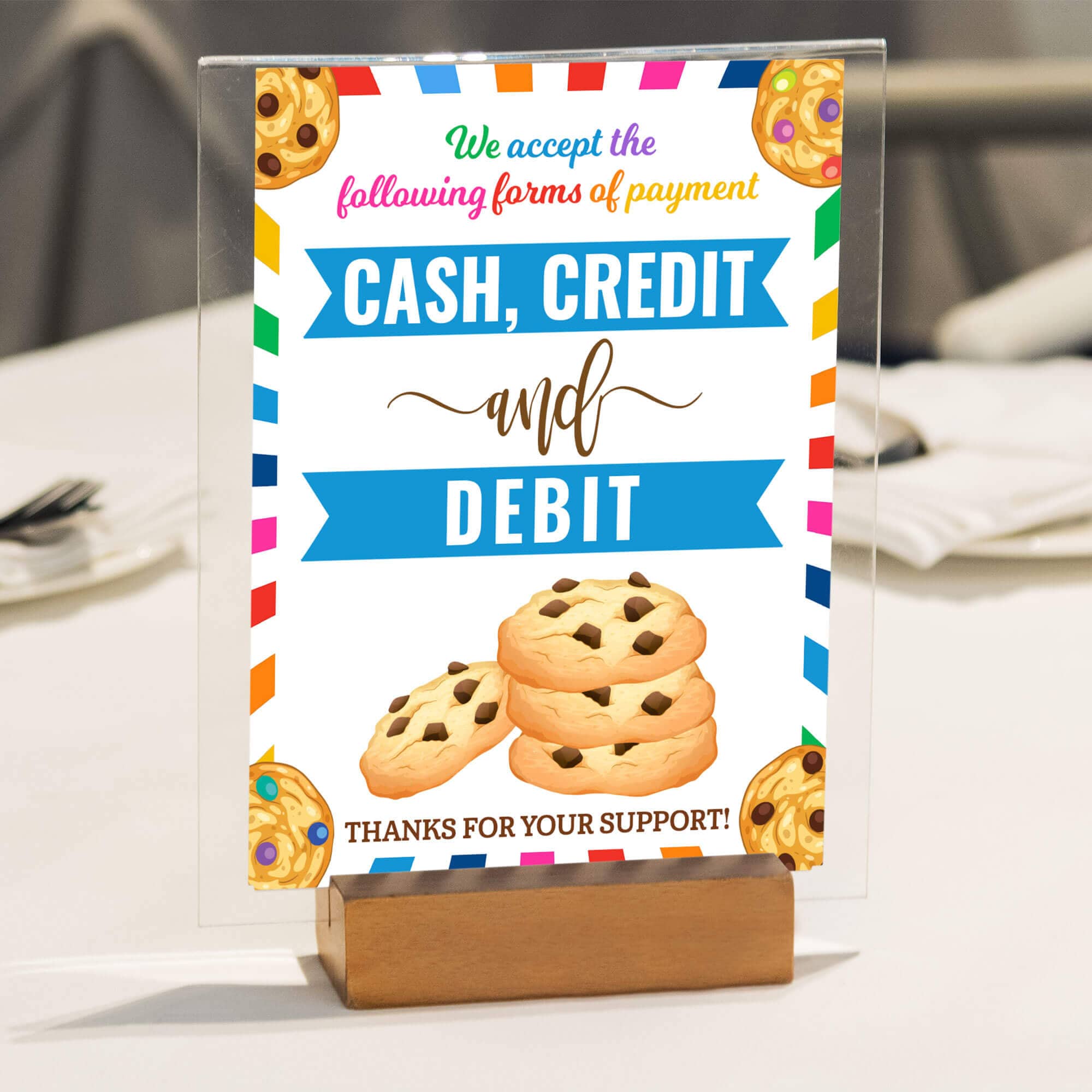 PDF Printable Cookie Booth Sign Bundle, We Accept Payments Sign Cash ...