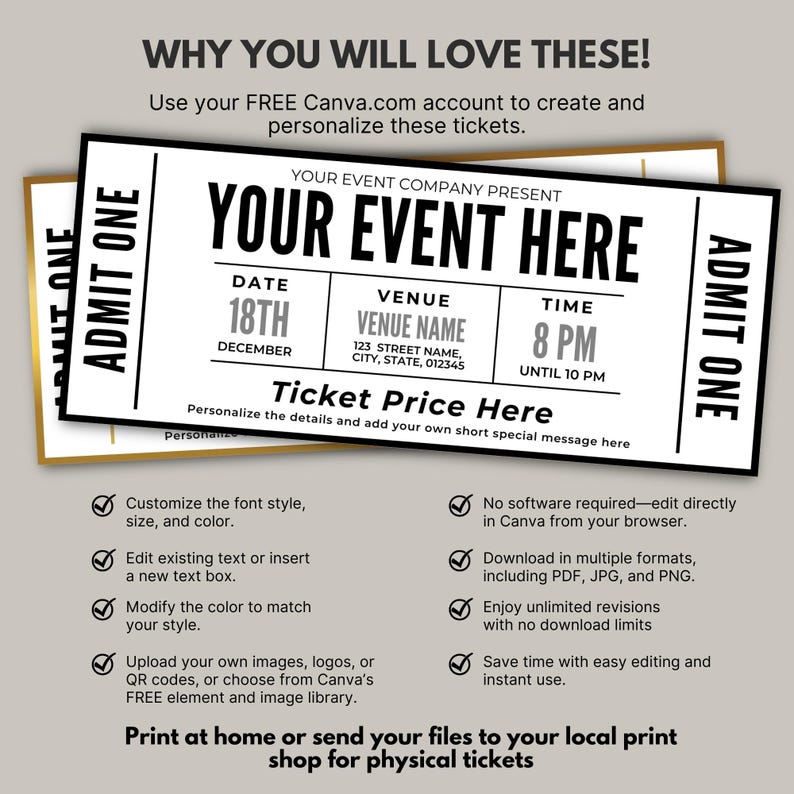 Editable Surprise Event Ticket Template | Printable Gift Ticket ...