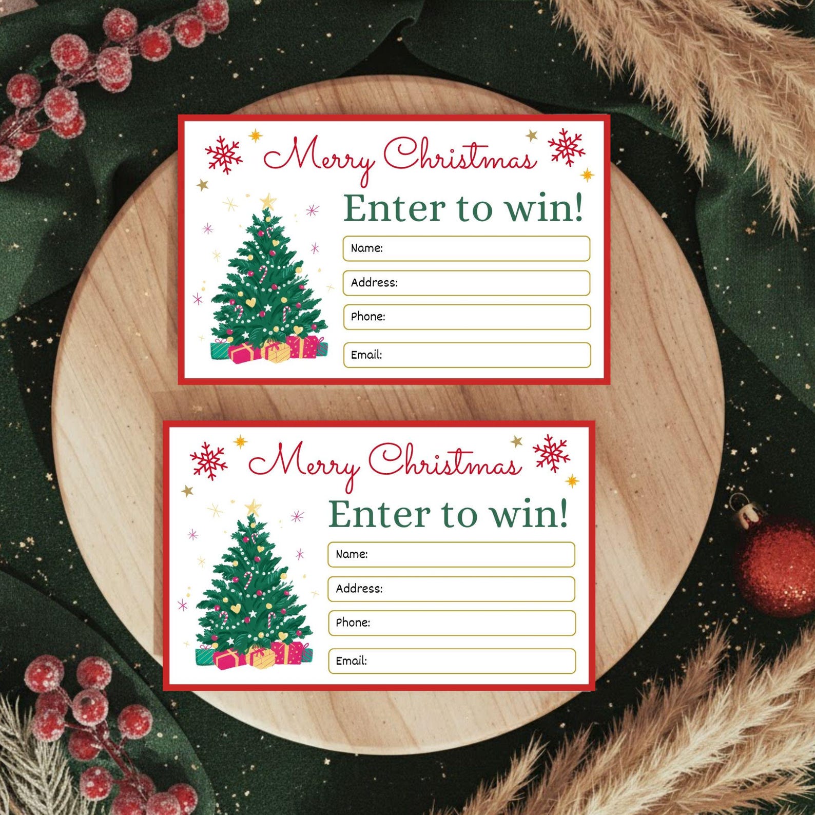 Christmas Enter to Win Raffle Ticket Template: Editable Event Giveaway ...