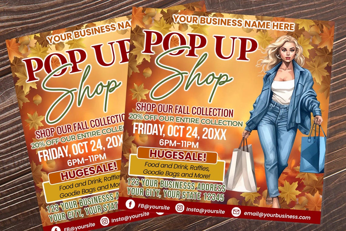 Editable Fall Pop up Shop Flyer - Etsy