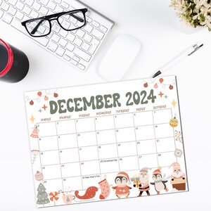 Cute December Calendar Printable With Retro Style - Etsy