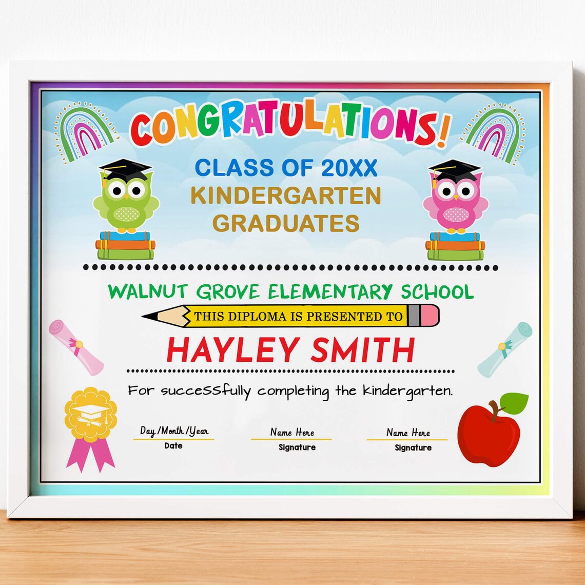 Kindergarten Graduation Diploma Certificate, Editable Kindergarten ...