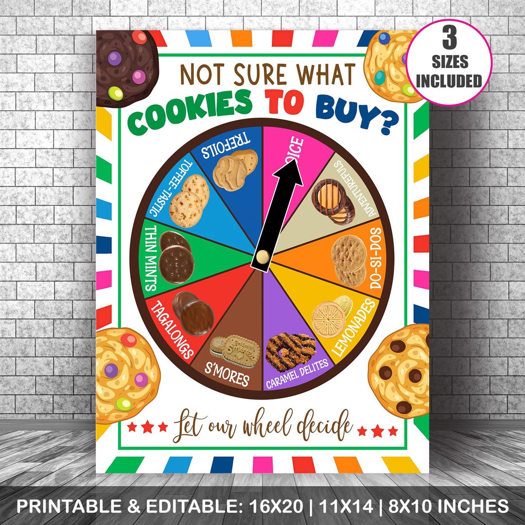 Editable Cookie Booth Wheel Sign, Printable PDF Cookie Booth Template ...