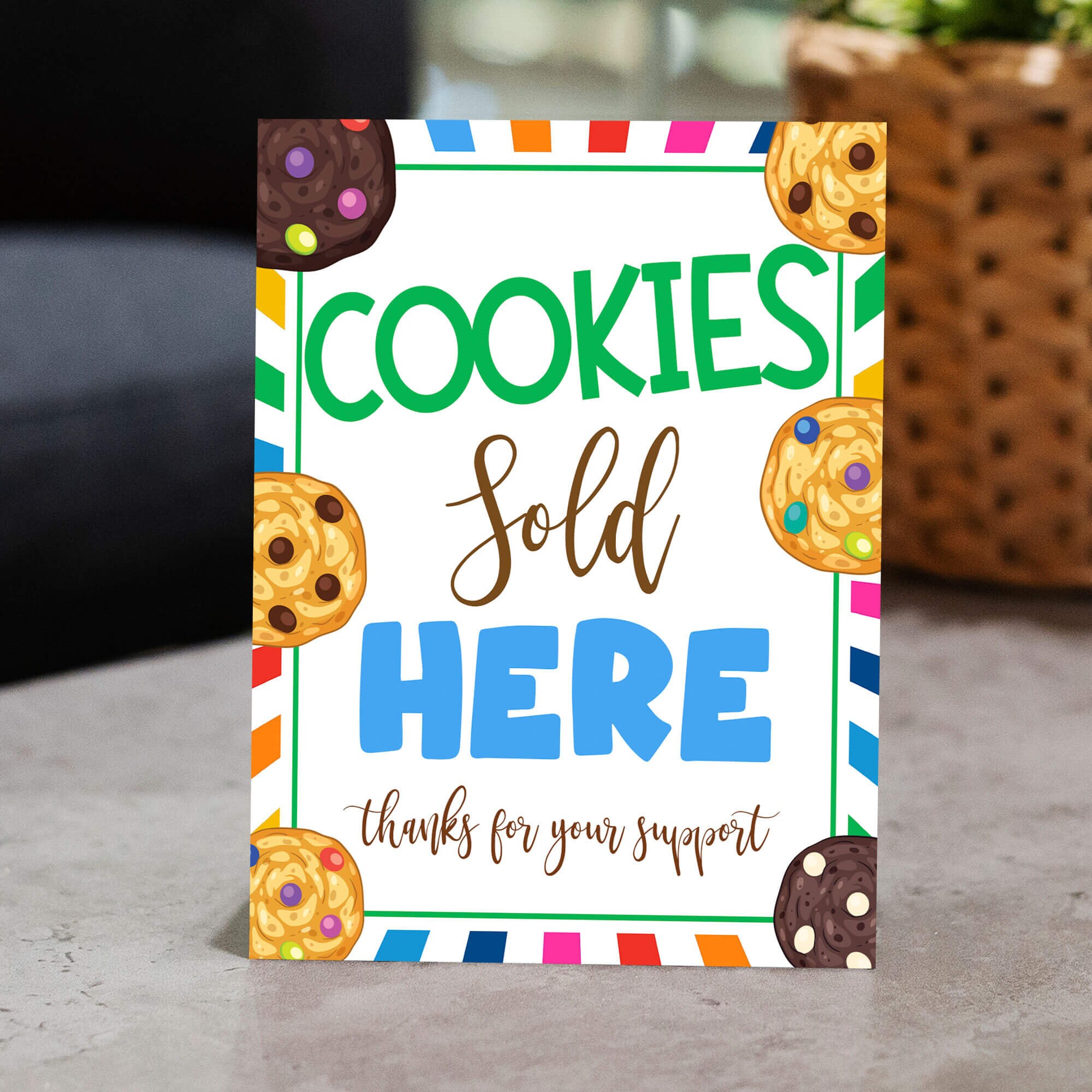 Cookies Sold Here Sign, Printable Scout Cookie Booth Sign, PDF Cookie ...
