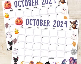 Halloween Themed October 2024 Calendar, PDF Format for Classrooms ...