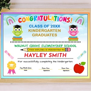 Kindergarten Graduation Diploma Certificate, Editable Kindergarten ...