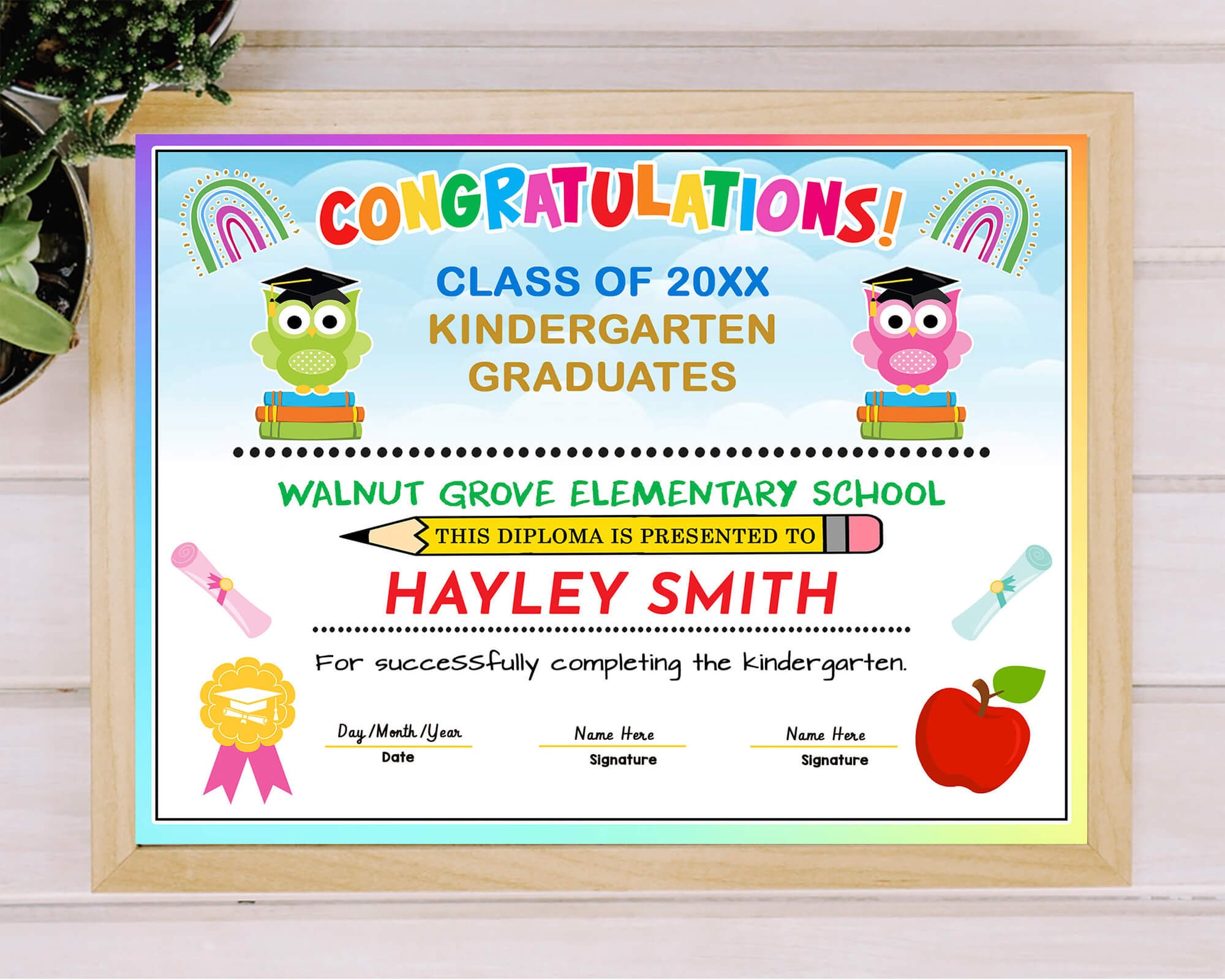 Kindergarten Graduation Diploma Certificate, Editable Kindergarten ...