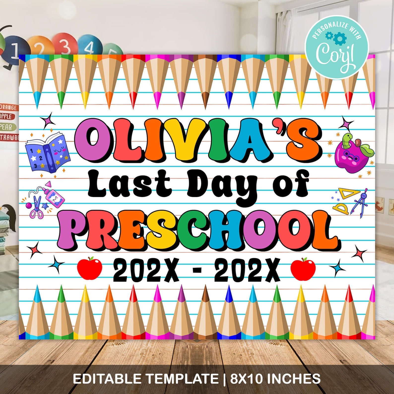 DIY Last Day of Preschool With Name Sign Template, Editable End of ...