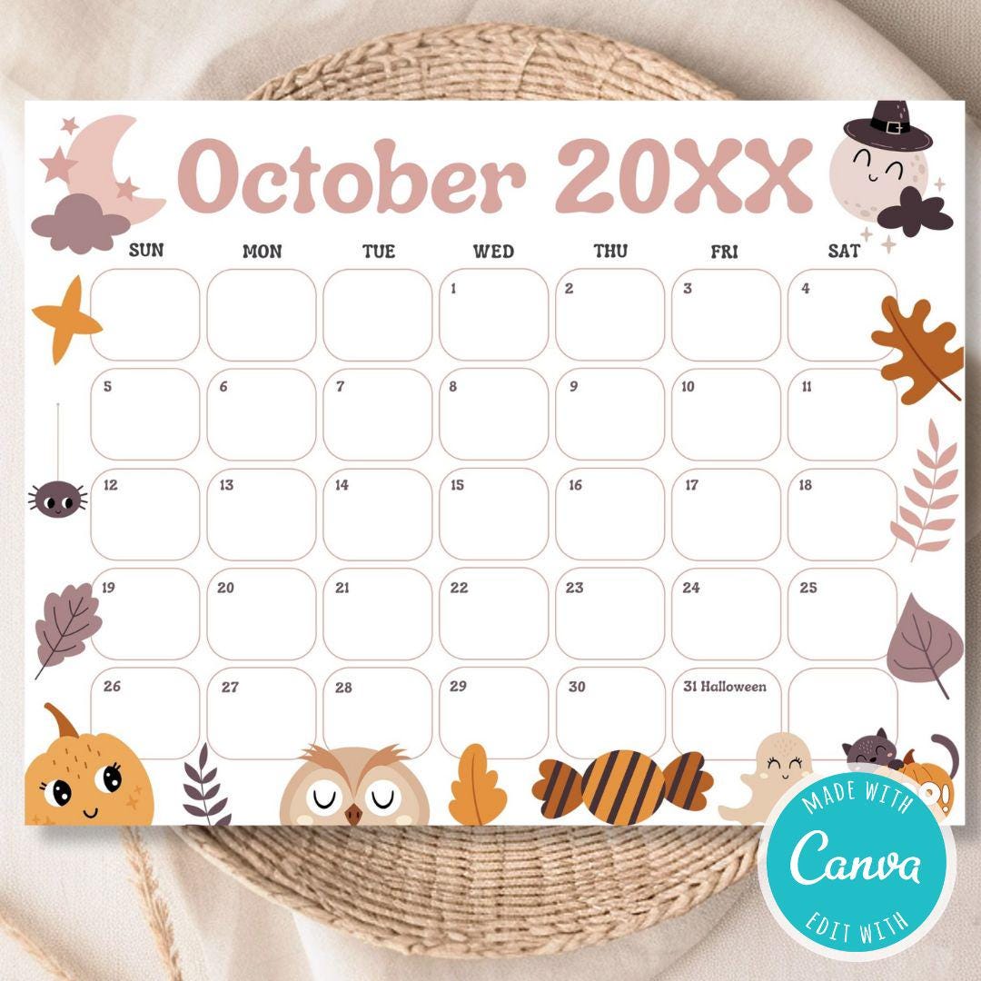 Retro Spooky Cute Halloween October Calendar Planner - Etsy