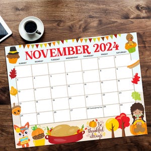 Printable November Calendar Cute Design - Etsy