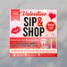 Sip and Shop Flyer, Valentines Day Pop up Shop Flyer, Valentine's Day ...