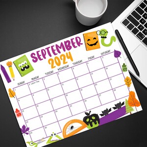 Printable Halloween Theme Back to School September 2024 Calendar - Etsy