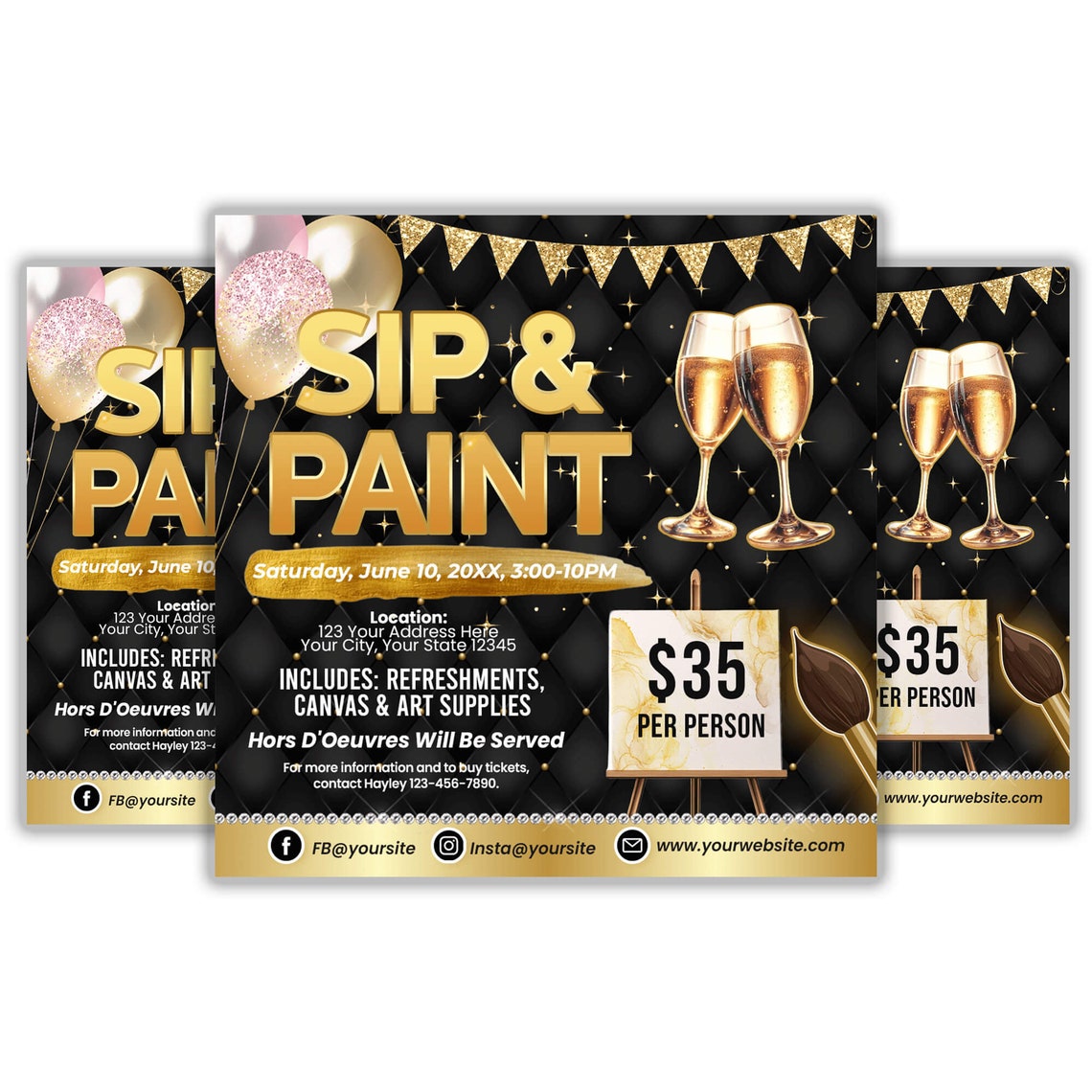 Editable Paint Party Themed Event Flyer, Paint and Sip Flyer, Paint ...