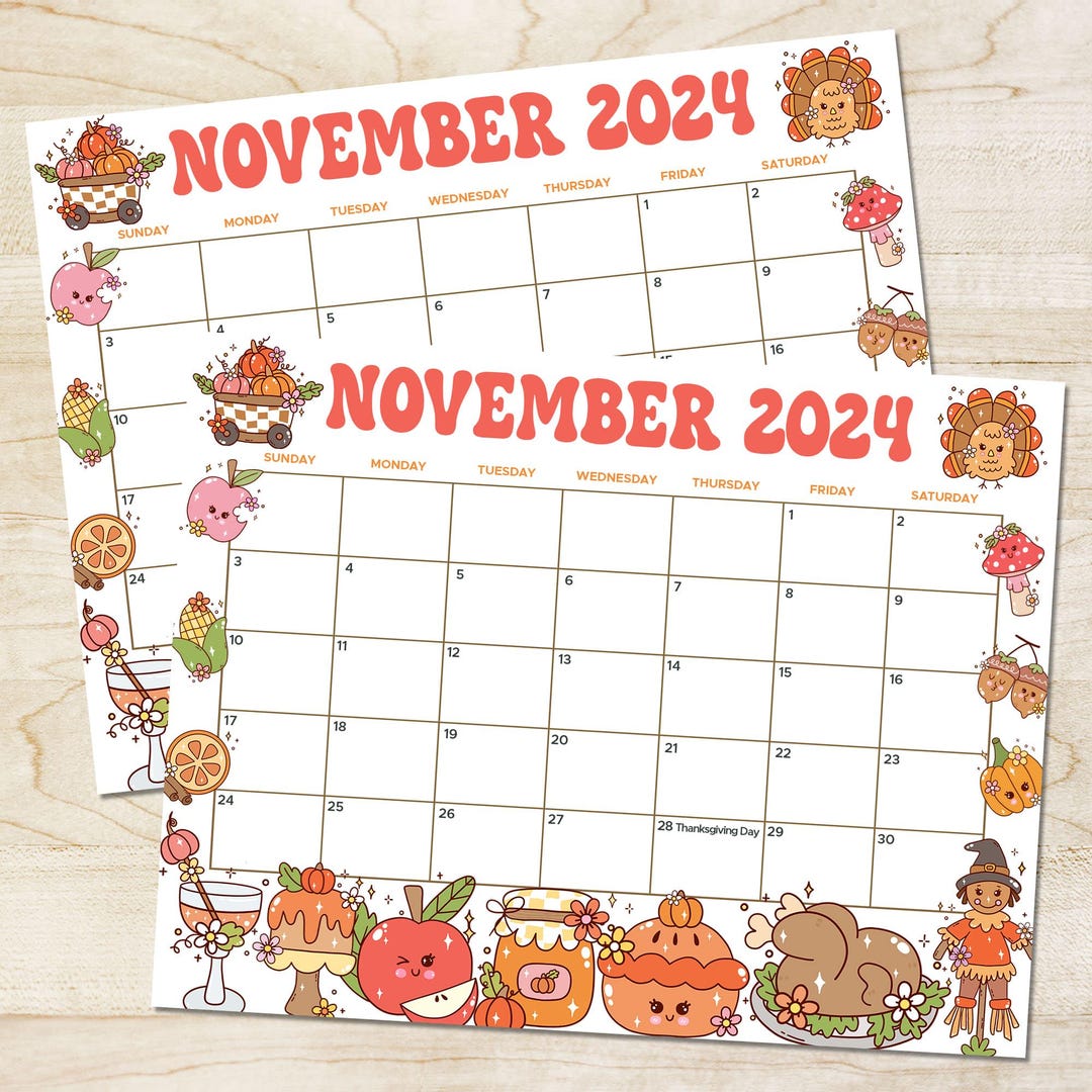 Cute November Calendar With Retro Style - Etsy