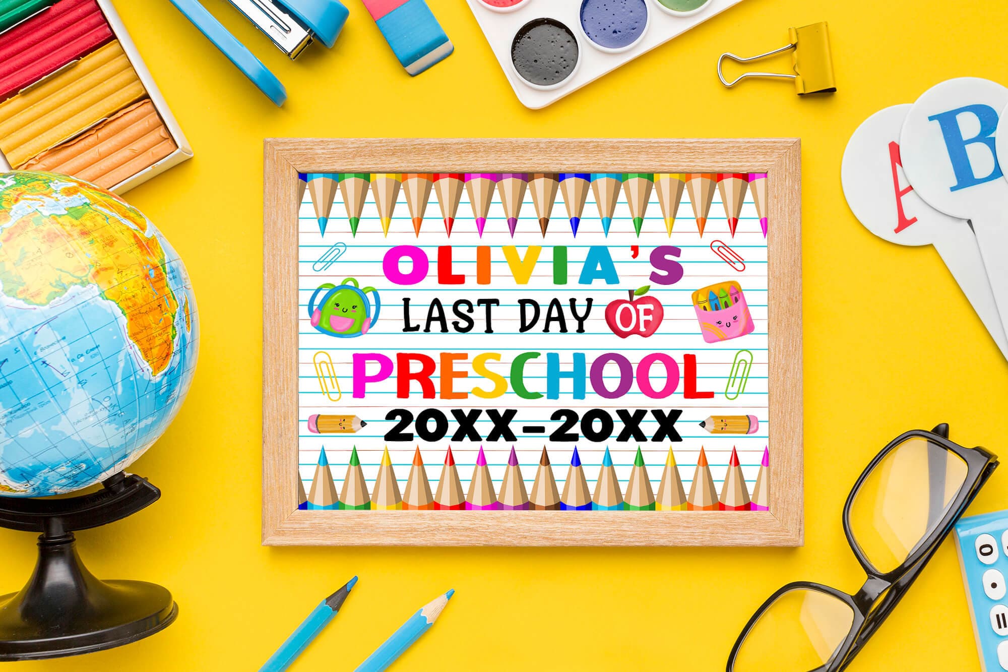 Editable Last Day of Preschool Sign With Name, Printable Sign Template ...