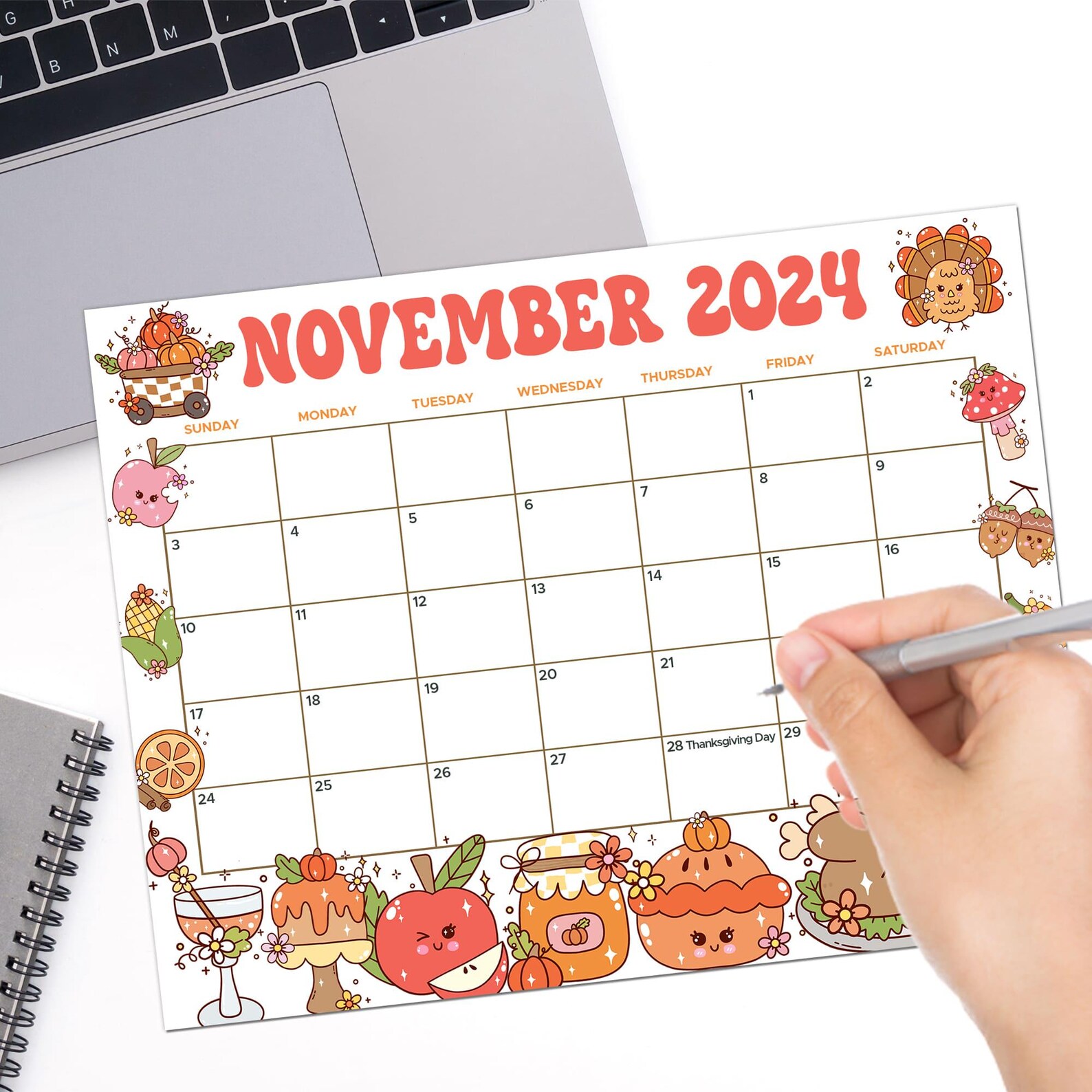 Cute November Calendar With Retro Style - Etsy