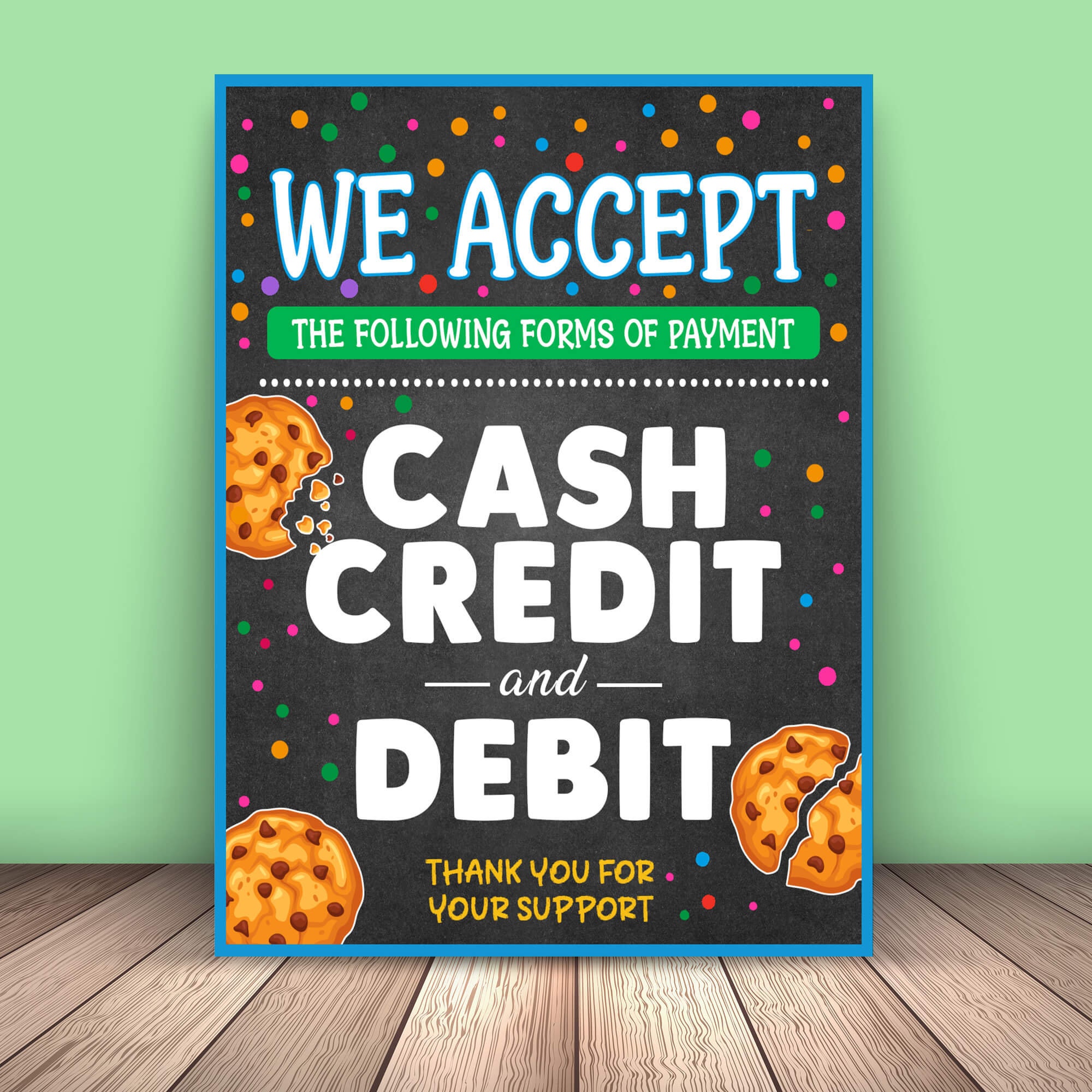 PDF Printable Cookie Booth Sign Poster, We Accept Payments Sign Cash ...