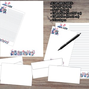 59 Piece Printable Animal Stationary, Cute Girl Stationary Set, PDF ...