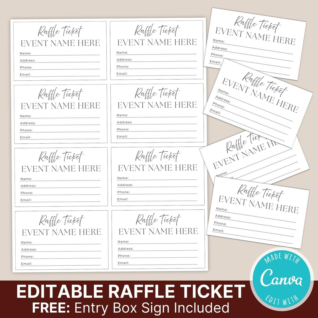 Editable Event Raffle Ticket Template | Enter to Win Template ...