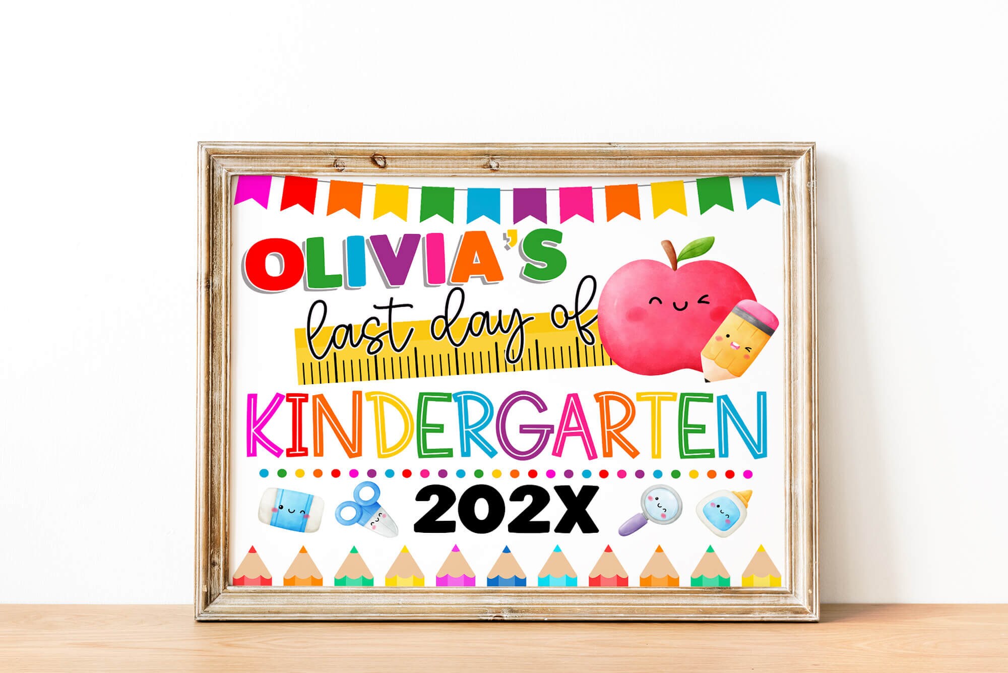 Last Day of Kindergarten With Name Sign Template Editable, Printable ...