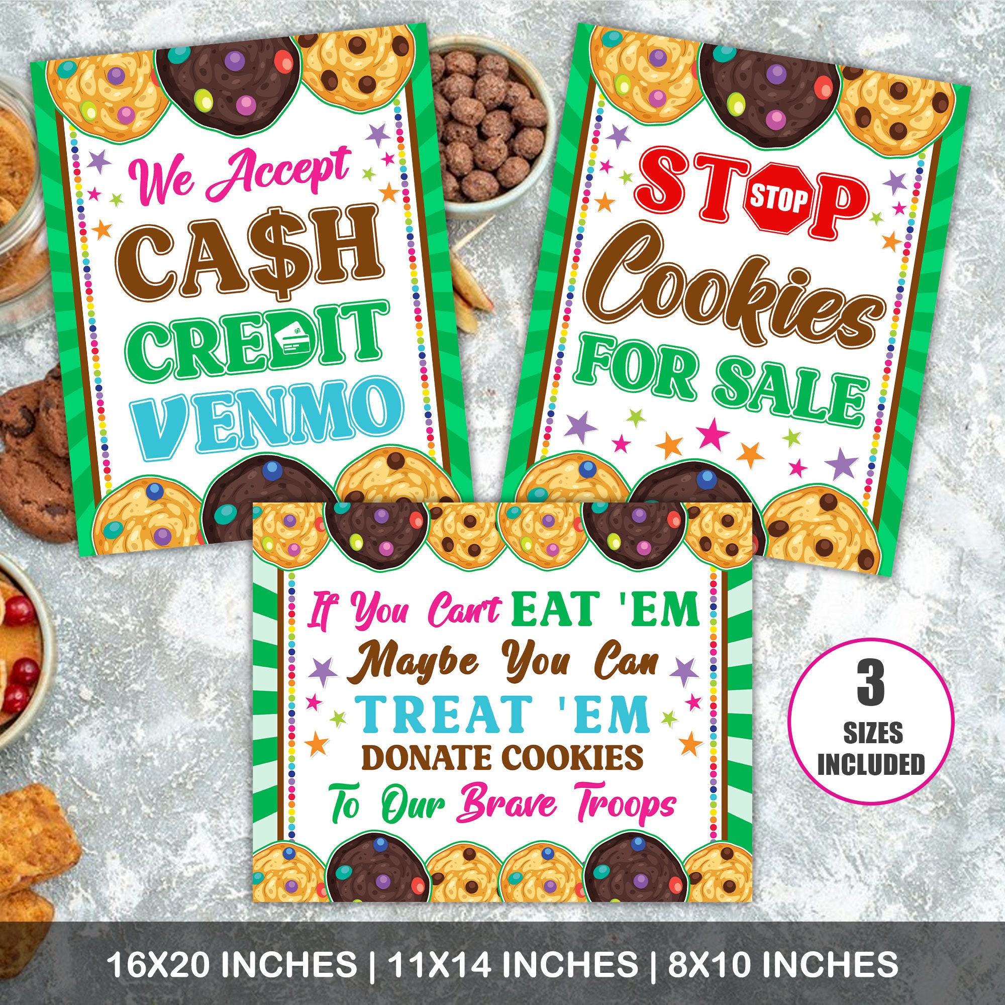Printable Set of Cookie Booth Sign, We Accept Payments Sign Cash ...