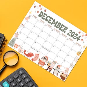 Cute December Calendar Printable With Retro Style - Etsy