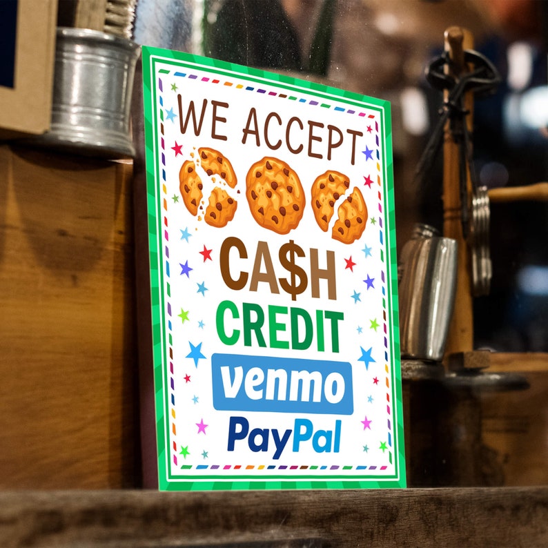 We Accept Cash, Credit, Venmo and Paypal Payments Sign, Printable ...
