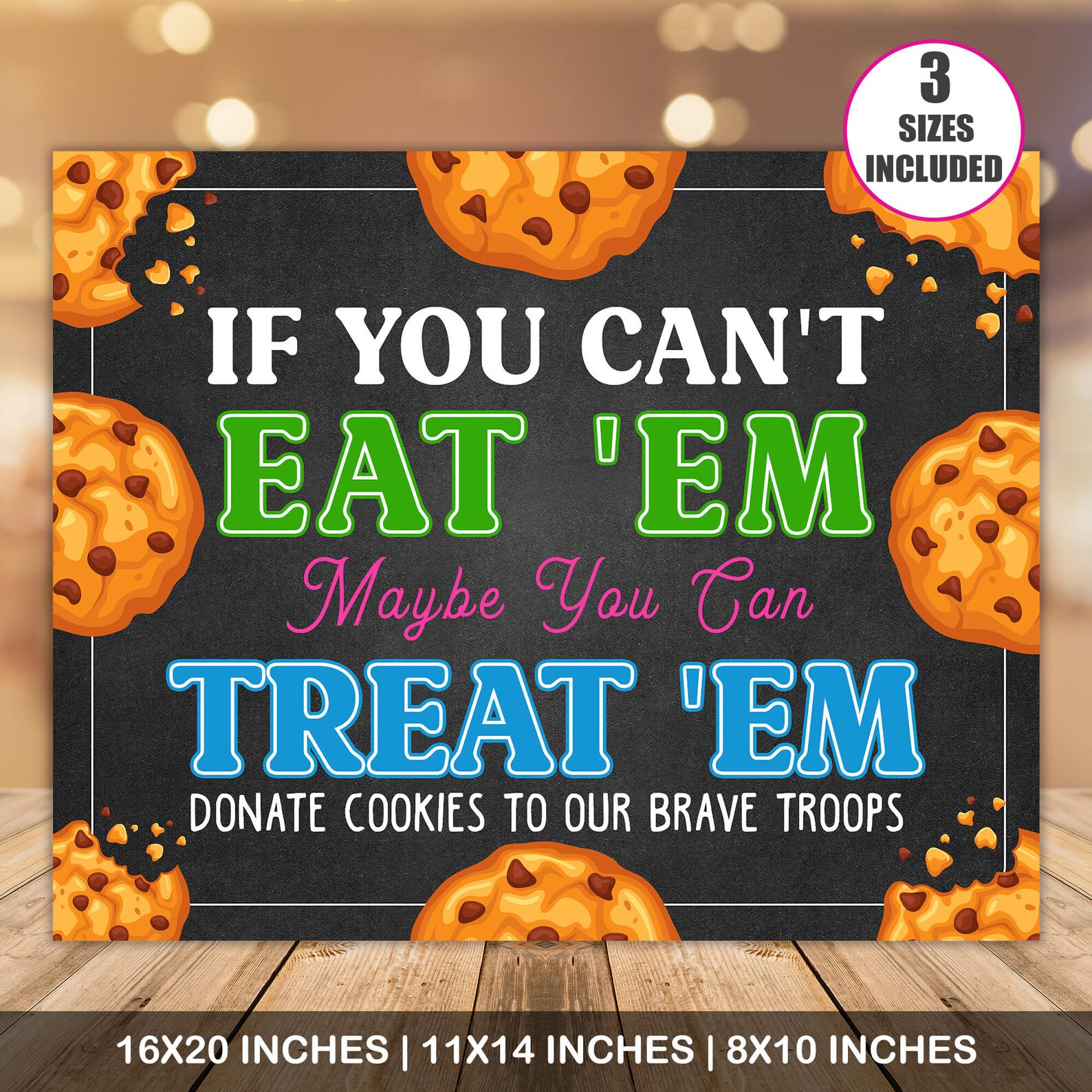 PDF If You Can't Eat 'em Treat 'em, Cookie Booth Sign, Printable Donate ...