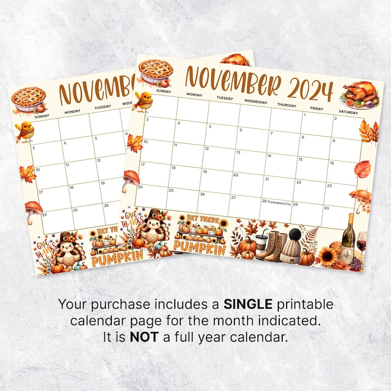 November Art Calendar Page Printable - Etsy
