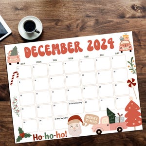 Vintage December Calendar With Retro and Cute Theme - Etsy