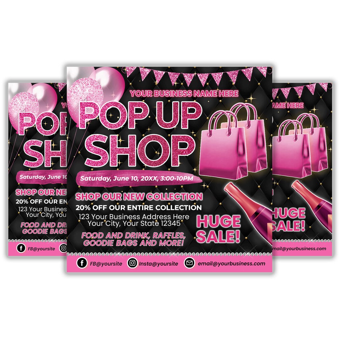 DIY Pop up Shop Flyer, Boutique Flyer, Event Flyer, Sip and Shop Flyer ...