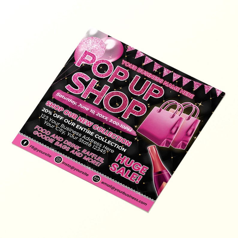 DIY Pop up Shop Flyer, Boutique Flyer, Event Flyer, Sip and Shop Flyer ...