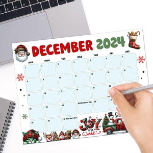 Printable December Calendar With Whimsical Retro Style - Etsy