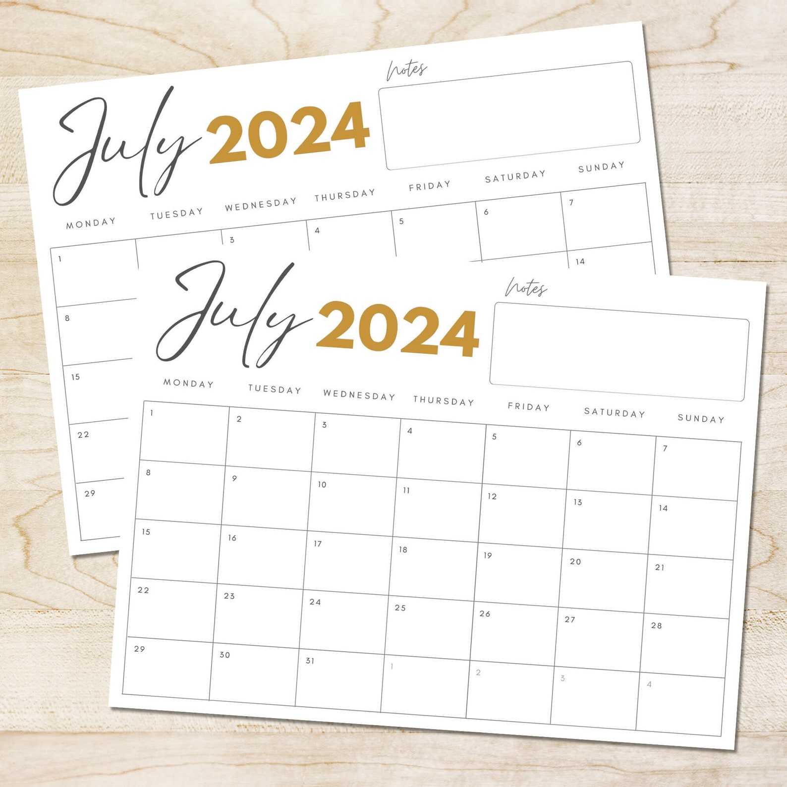 Printable Minimalist July 2024 Calendar Planner, Elegant Monthly ...